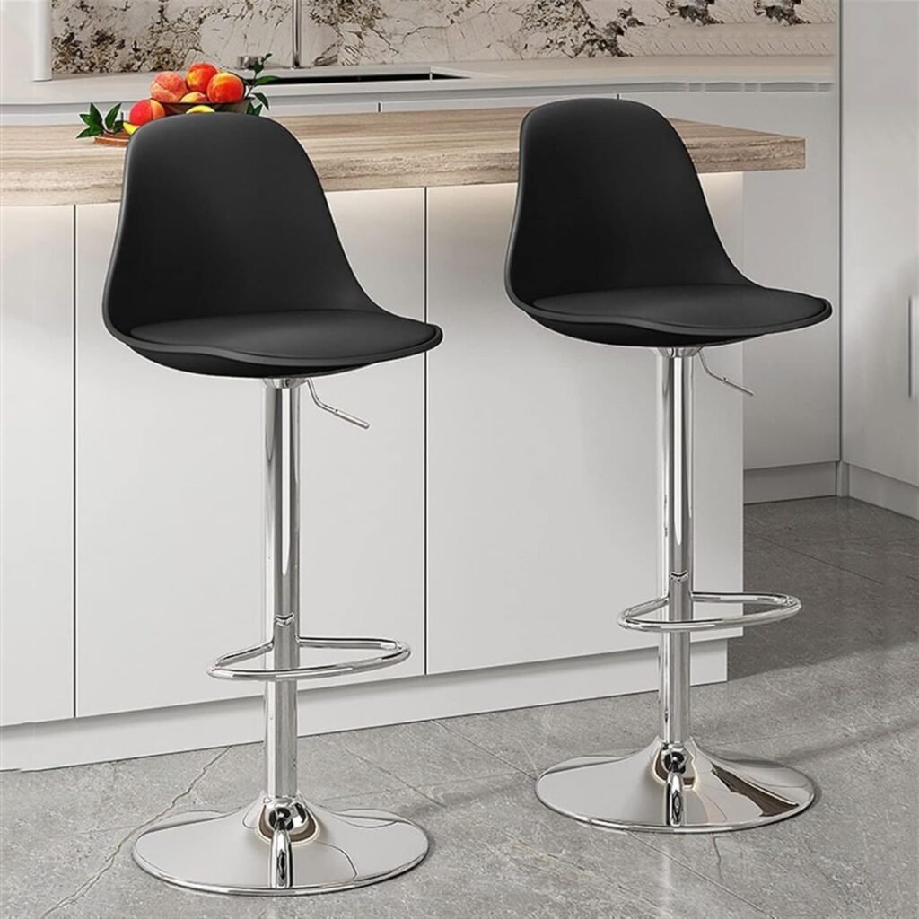 Silla Bar Espaldar Plástico Con Altura Ajustable Negra - Moblihouse